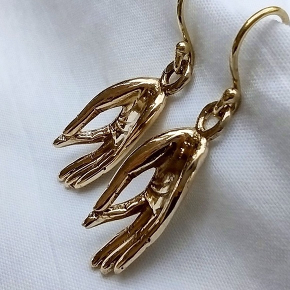 Brass Charms | Jewelry | New Golden Brass Mudra Hand Earrings Made In ...